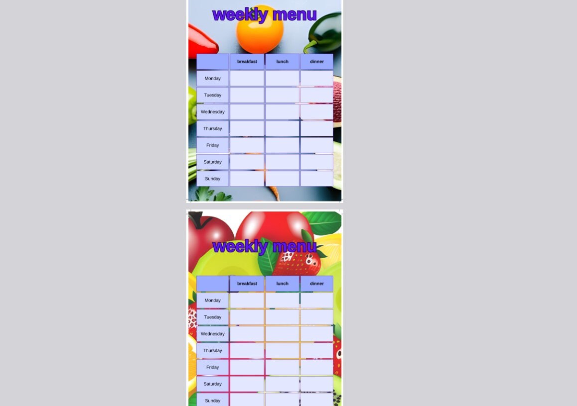 Printable Monthly Menu Blank 4 Weekly Meal Planner Template With ...