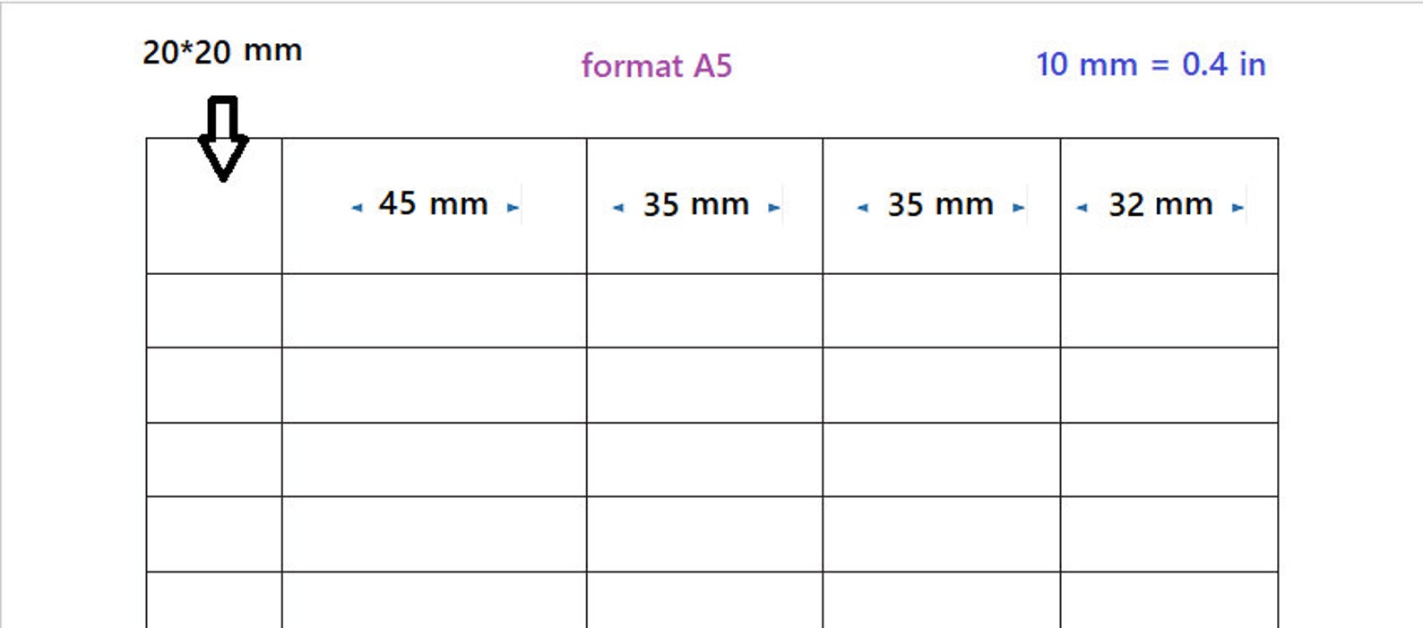 Printable Blank Table Fill In, With Date, Title and Page, Horizontal ...