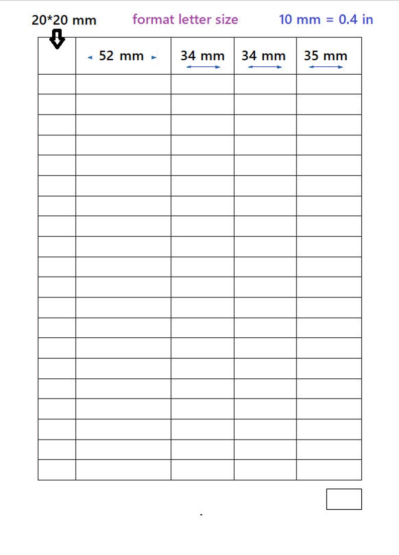 Printable Blank Table Fill In, With Date, Title and Page, Horizontal ...