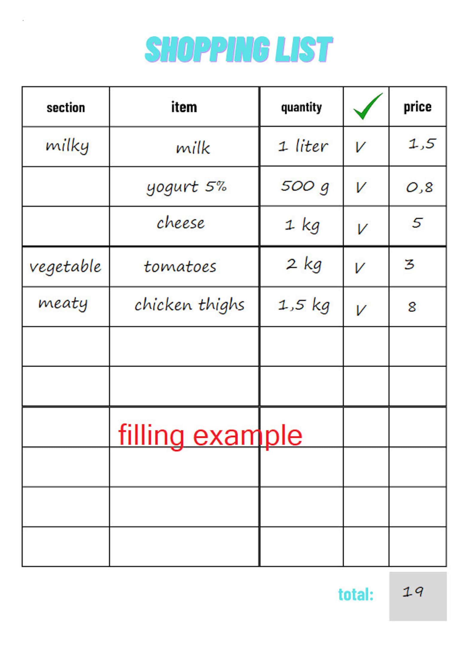 6 Printable Shopping Lists Template Grocery List, Reusable Shopping ...