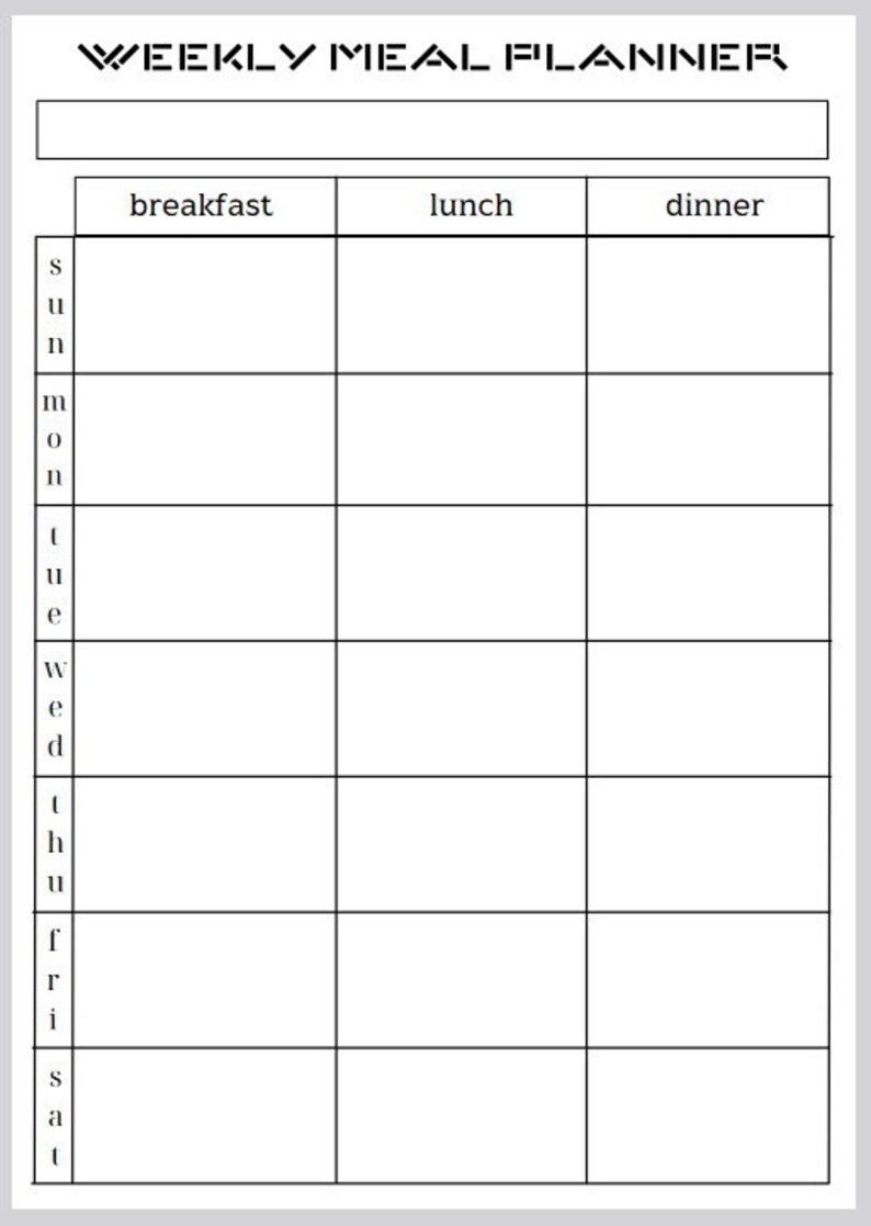 Printable Weekly Meal Planner Template, Digital Meal Planner, 7 Day ...