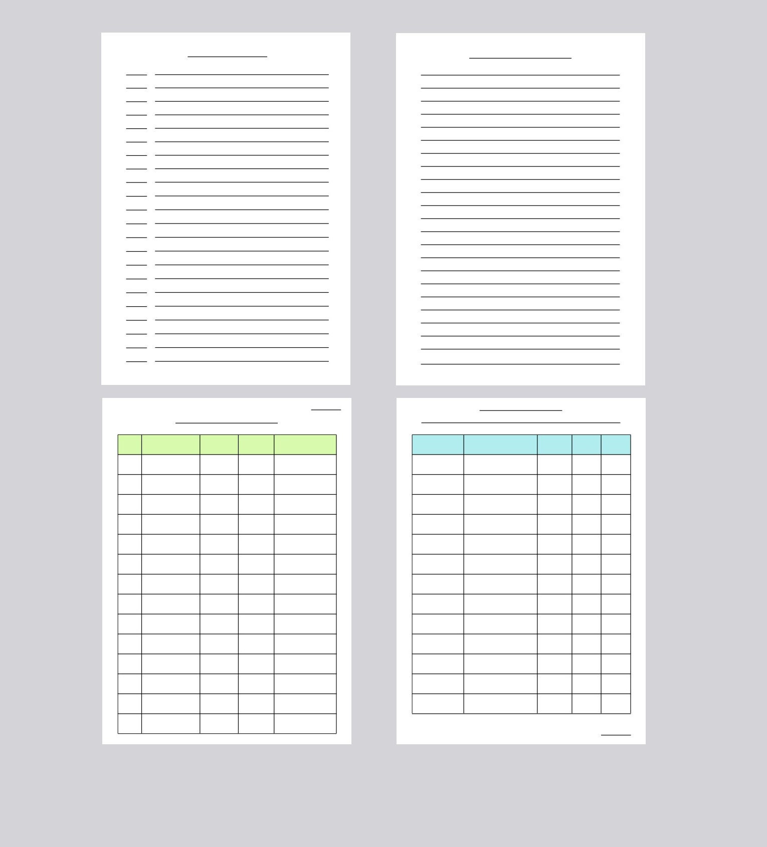 Document and Table Forms 4 Pieces of Blank Forms to Print Out and Fill ...