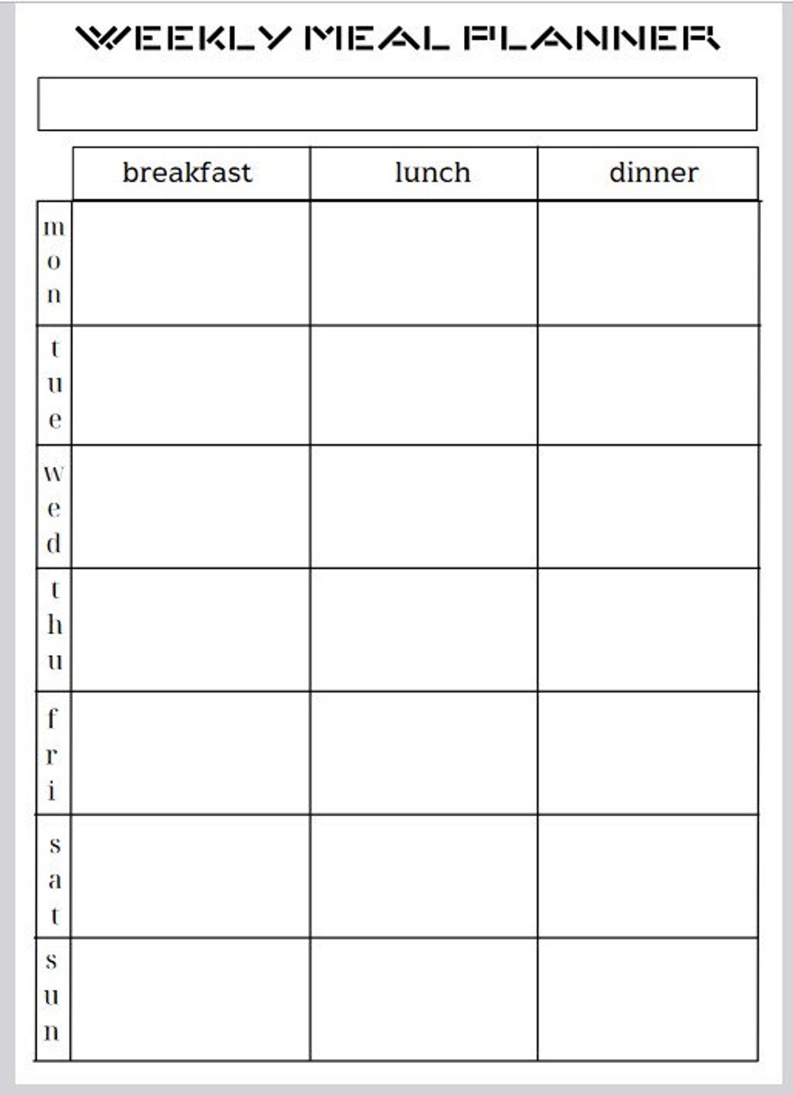Printable Weekly Meal Planner Template, Digital Meal Planner, 7 Day ...