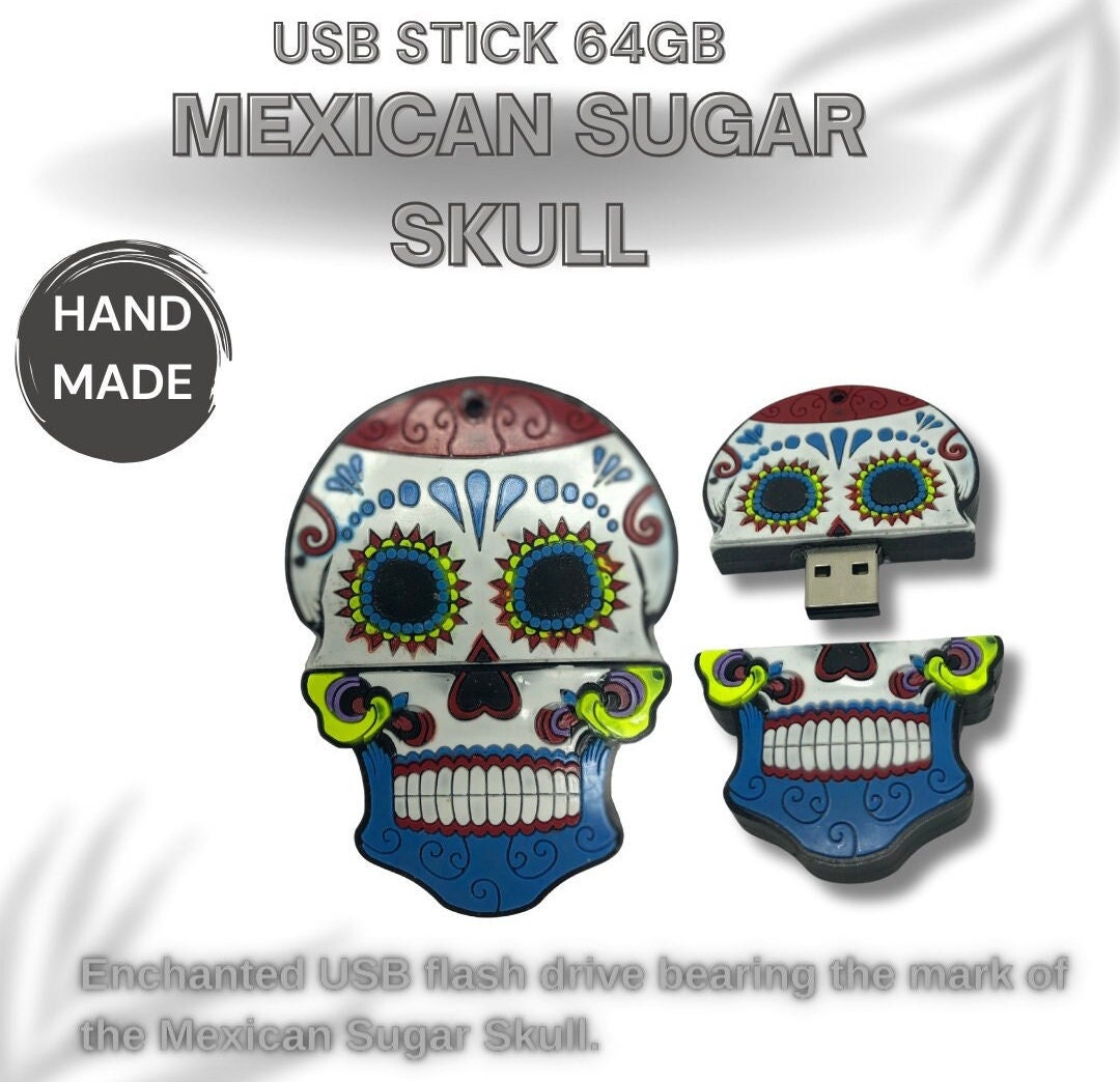 Day of the Dead Sugar Skulls USB Flash Drive 64GB 3D Memory Stick ...