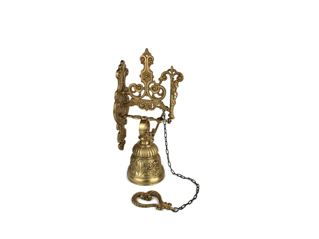 Vintage Brass Door Bell, Front Door Ringer, Ornate Cast Brass, Front ...