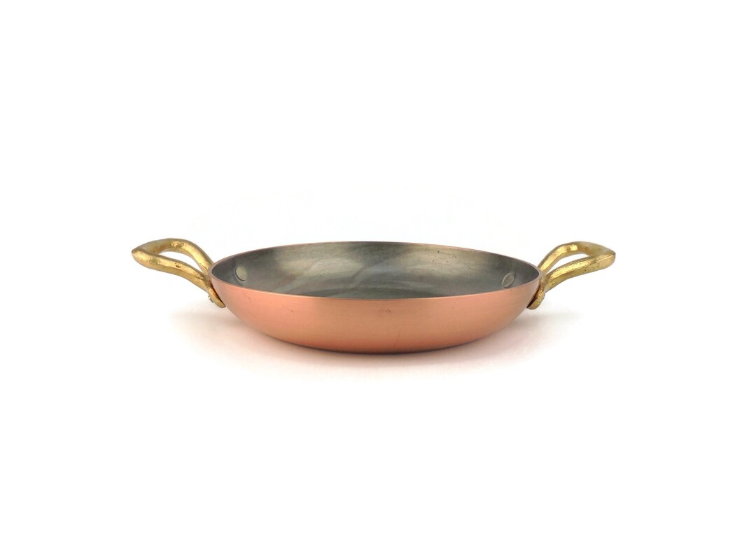 Vintage Copper Pan With Brass Handles, Small Copper Saucepan, Frying ...
