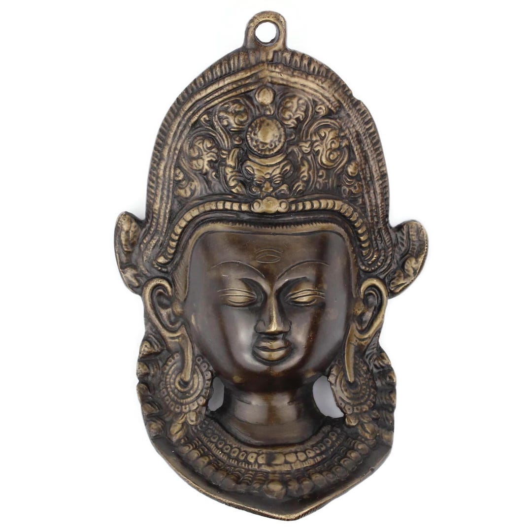 Vintage Bronze Tara Mask, Buddhist Goddess Wall Art, Third Eye Face ...