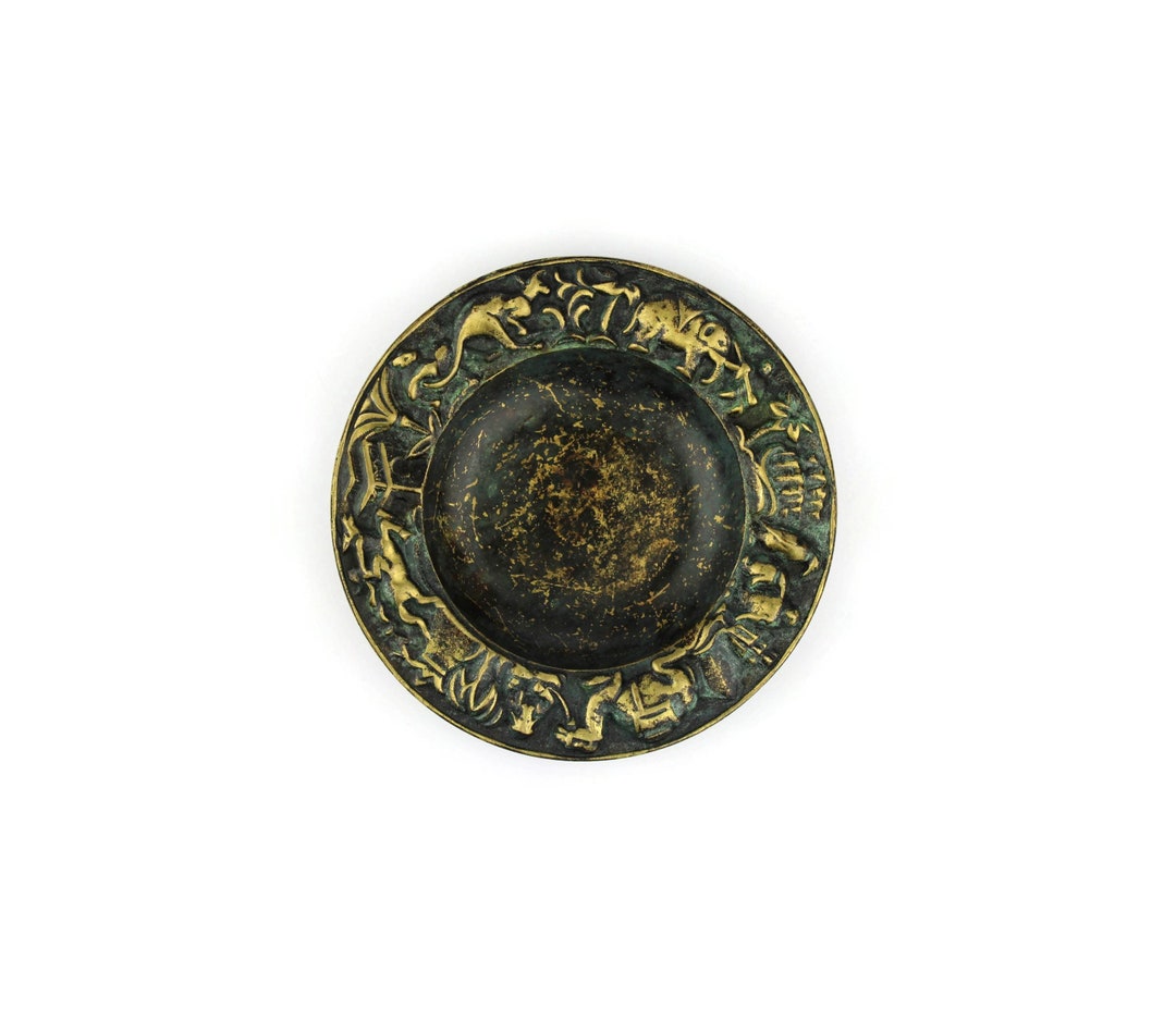 Antique African Trinket Dish, Solid Cast Brass Ring Dish, Ornate ...