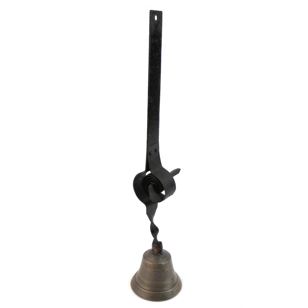 Vintage Swiss Bronze Door Bell, Hand Forged Iron Spring Bell, Rustic ...
