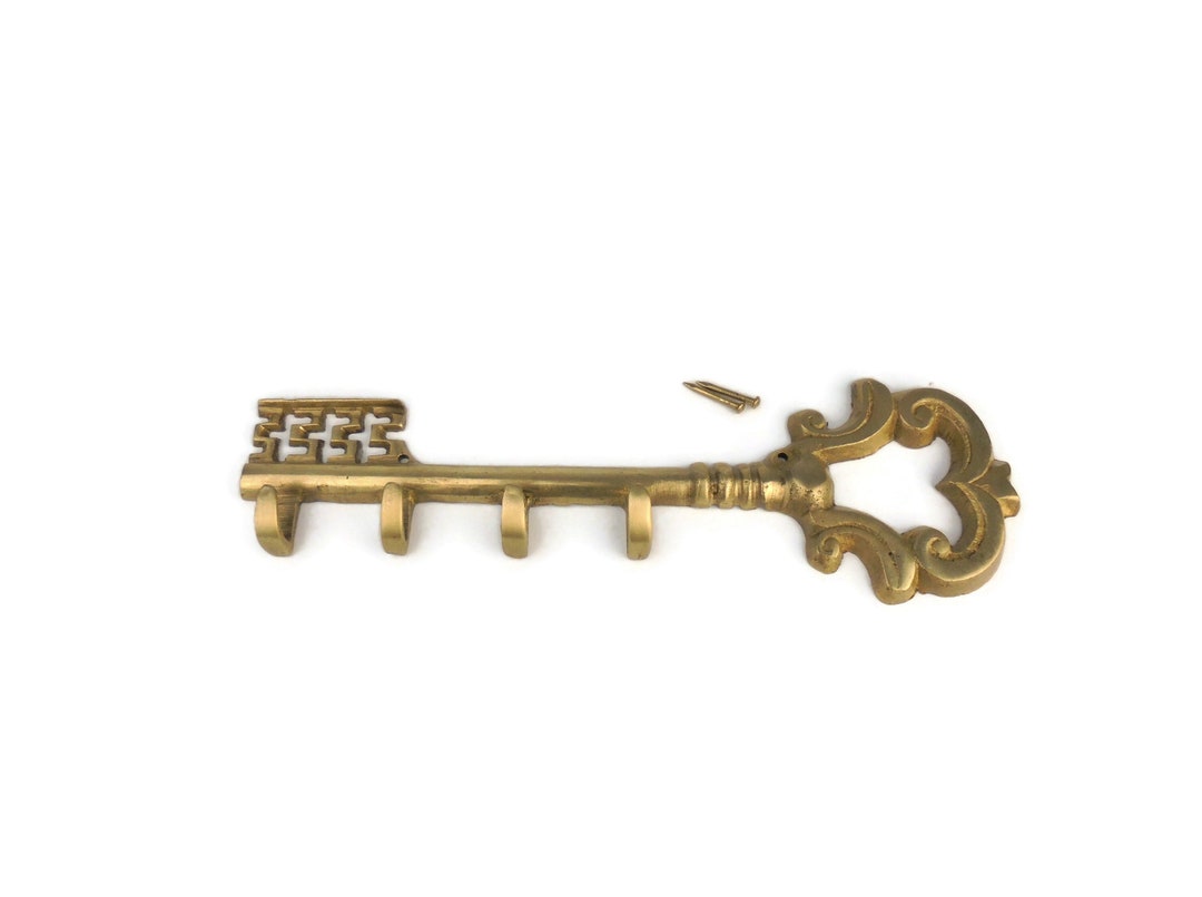 Vintage Wall Key Holder, Key Shaped Brass Key Hook, Entryway Key ...