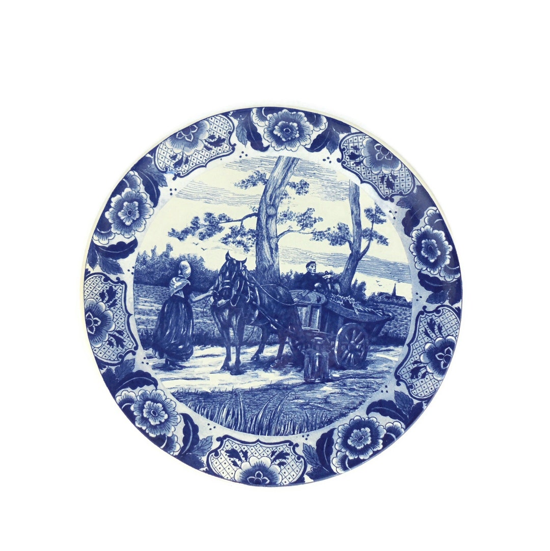 Delfts Chemkefa Wall Plate, Large Ceramic Delft Plate, Blue Wall Plate ...