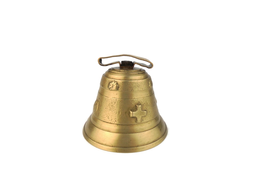 Vintage Swiss Cow Bell, Antique Brass Bell, Cast Brass Bell, Antique ...