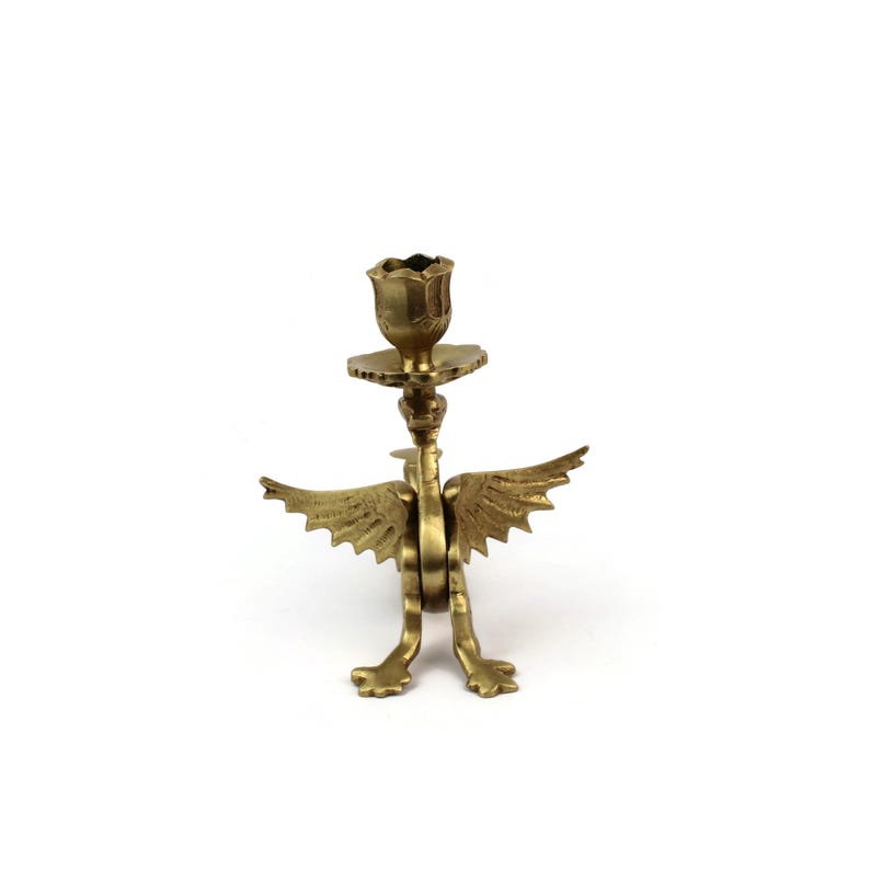 Antique Brass Dragon Candlestick, Gothic Style Brass Candle Holder ...