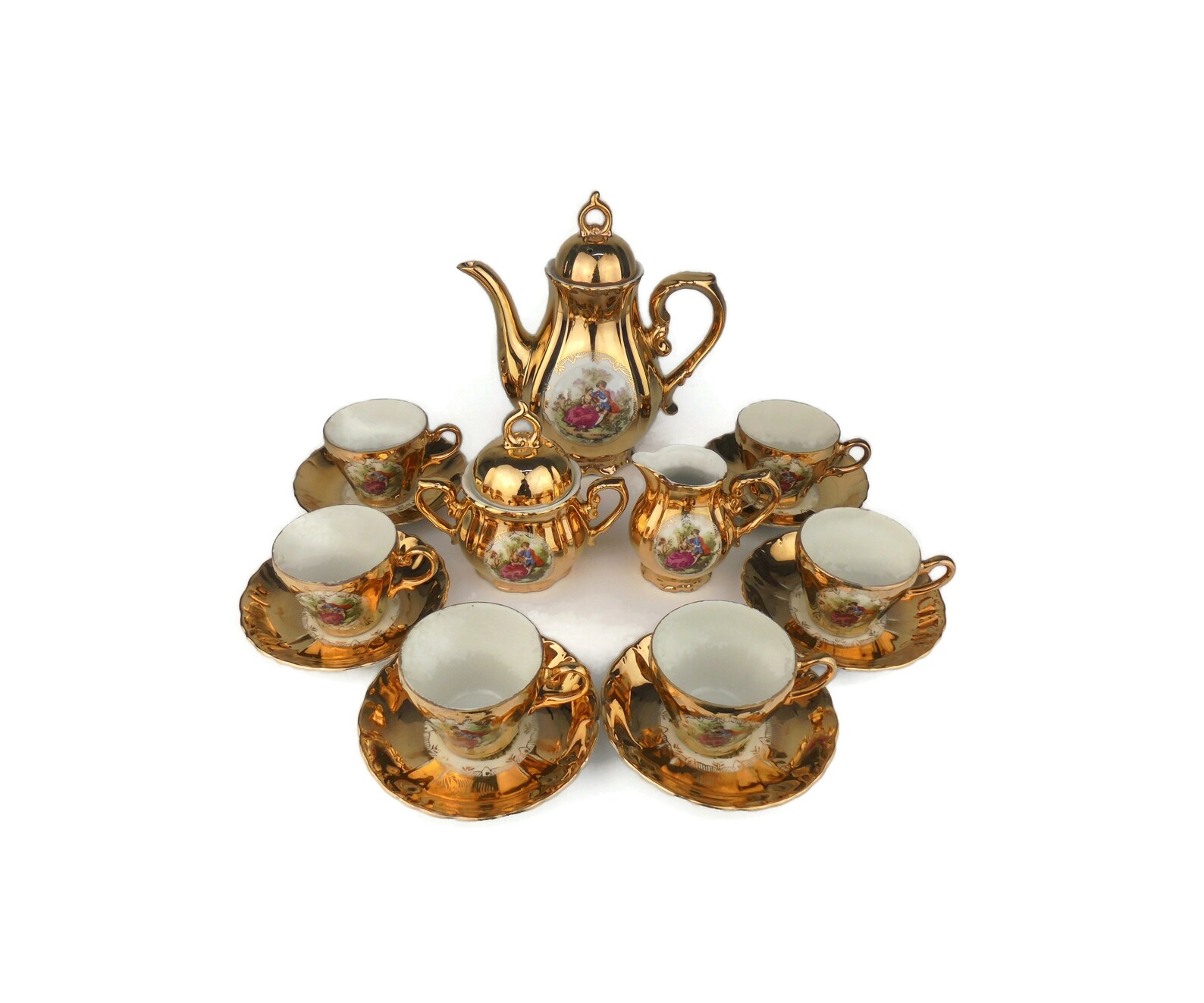 Gold Ceramic Coffee Set, Bavarian Coffee Set, German Ceramic Tea Coffee ...