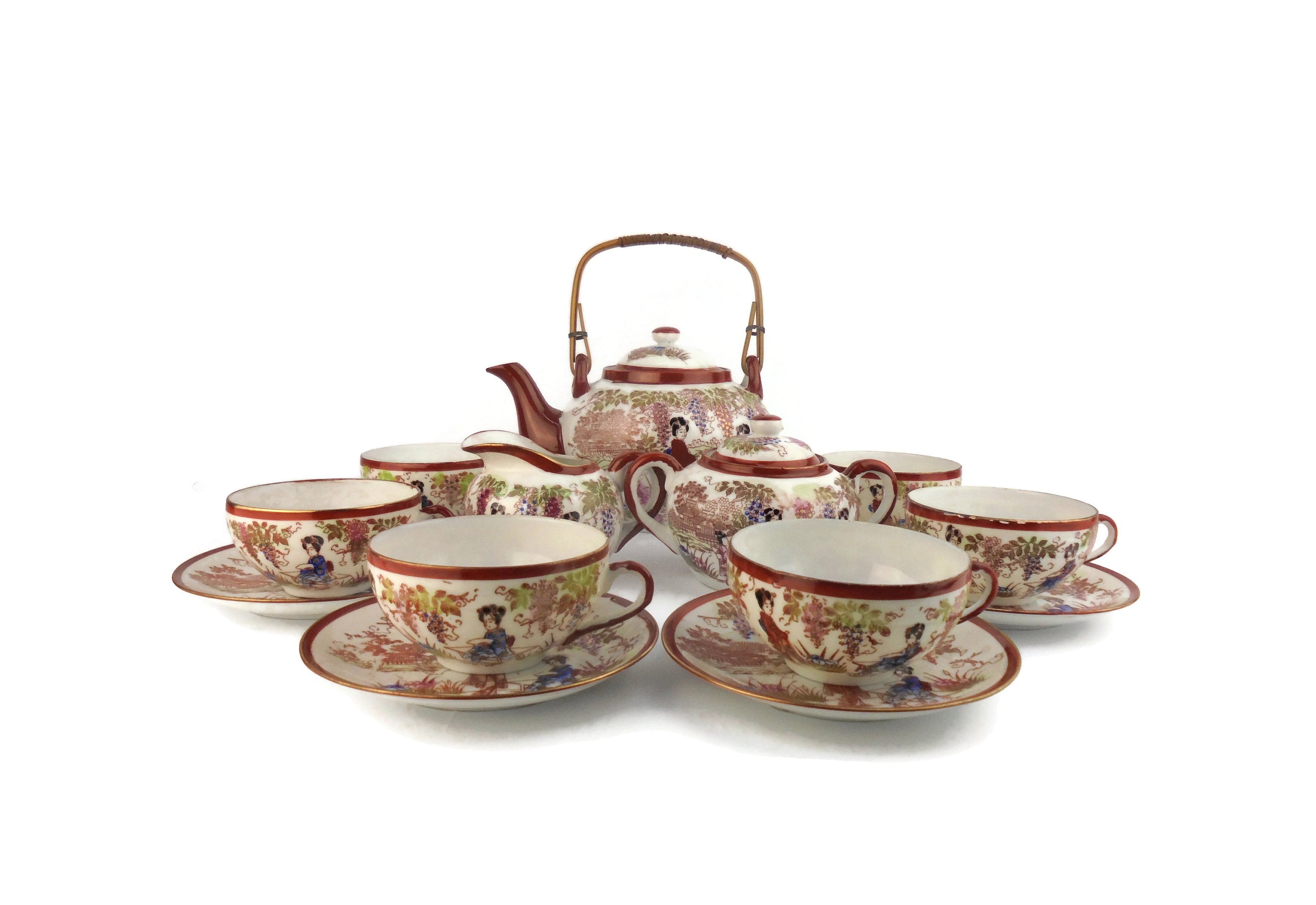 Japanese Porcelain Tea Set, Japanese Coffee Set, Hand Painted Japanese ...