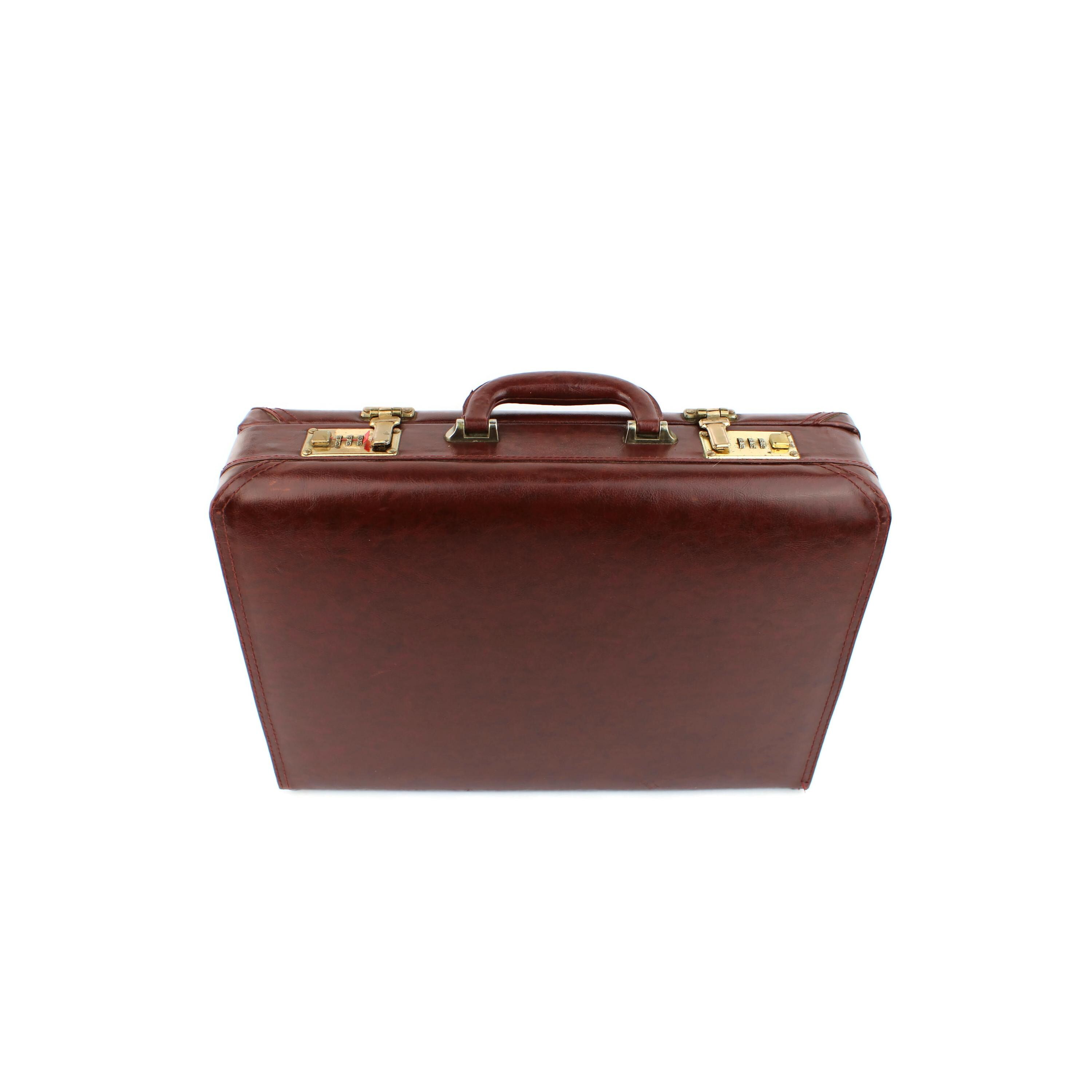 Vintage Brown Leather Briefcase, Combination Locks, Retro Business Case ...