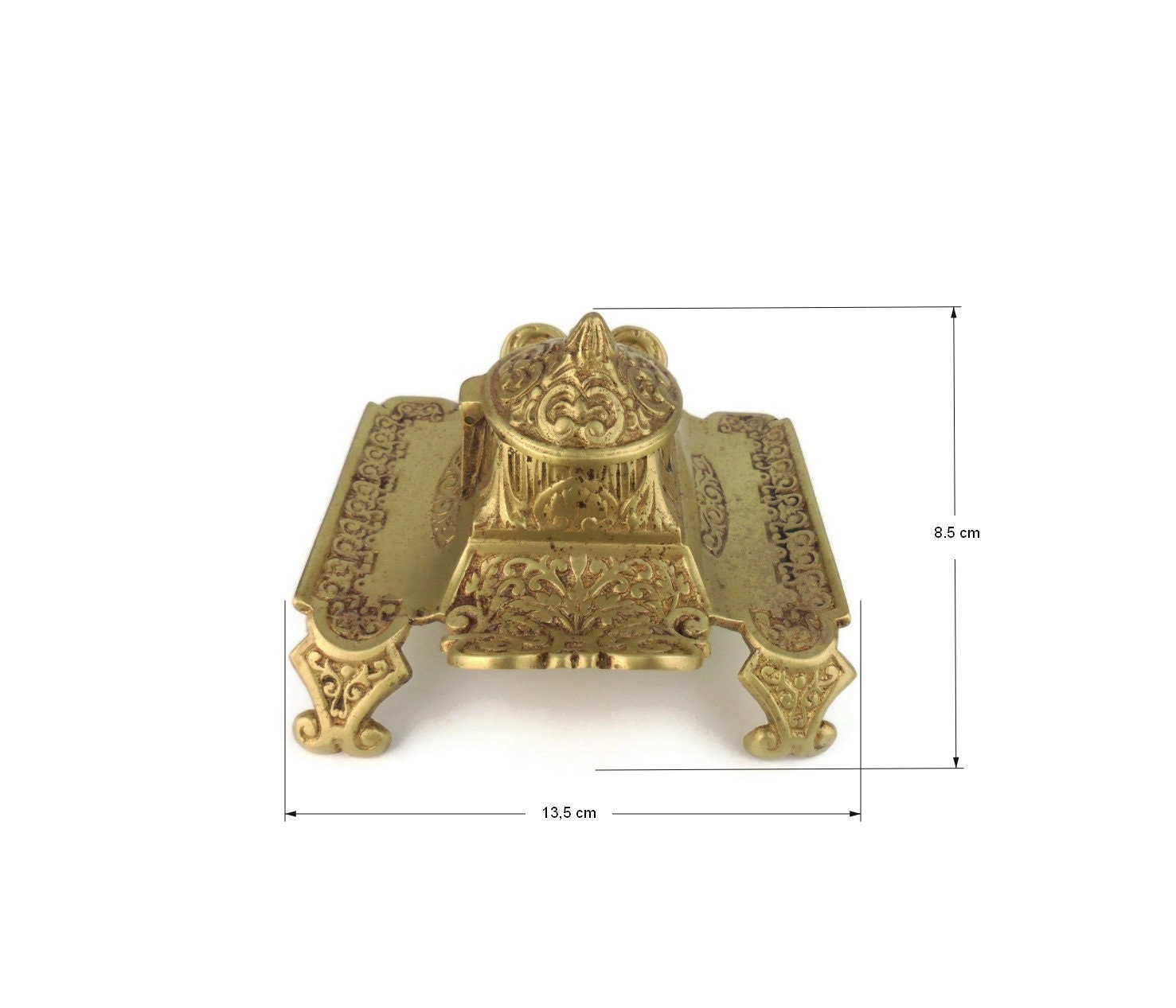 19th Century French Inkwell, Antique Brass Inkwell France, 1800s Single ...