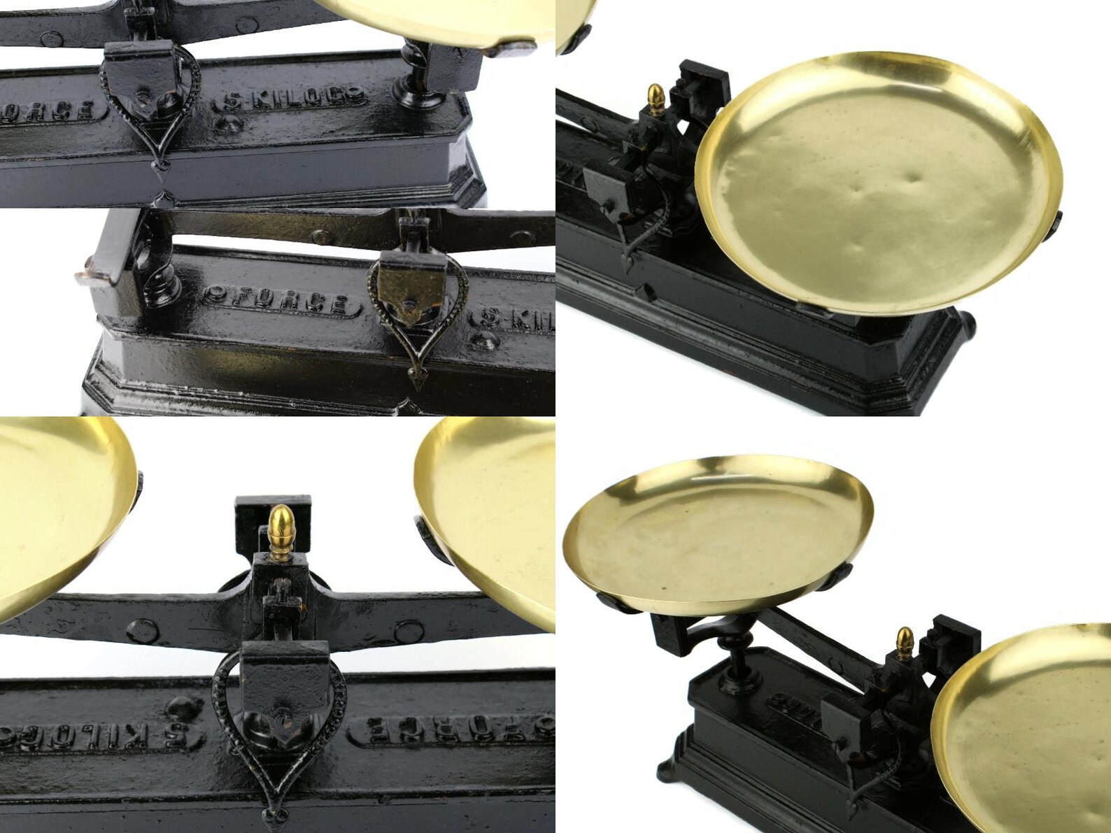Metal French Balance Scale, Antique Weight Scale With Brass Plates ...