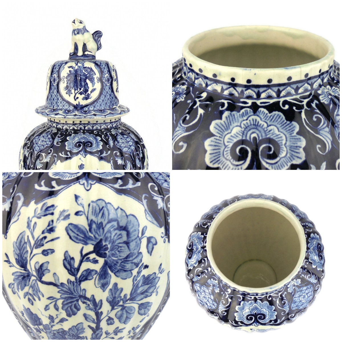 Vintage Delfts Ceramic Urn, Large Delft Ginger Jar, Holland Ceramic ...