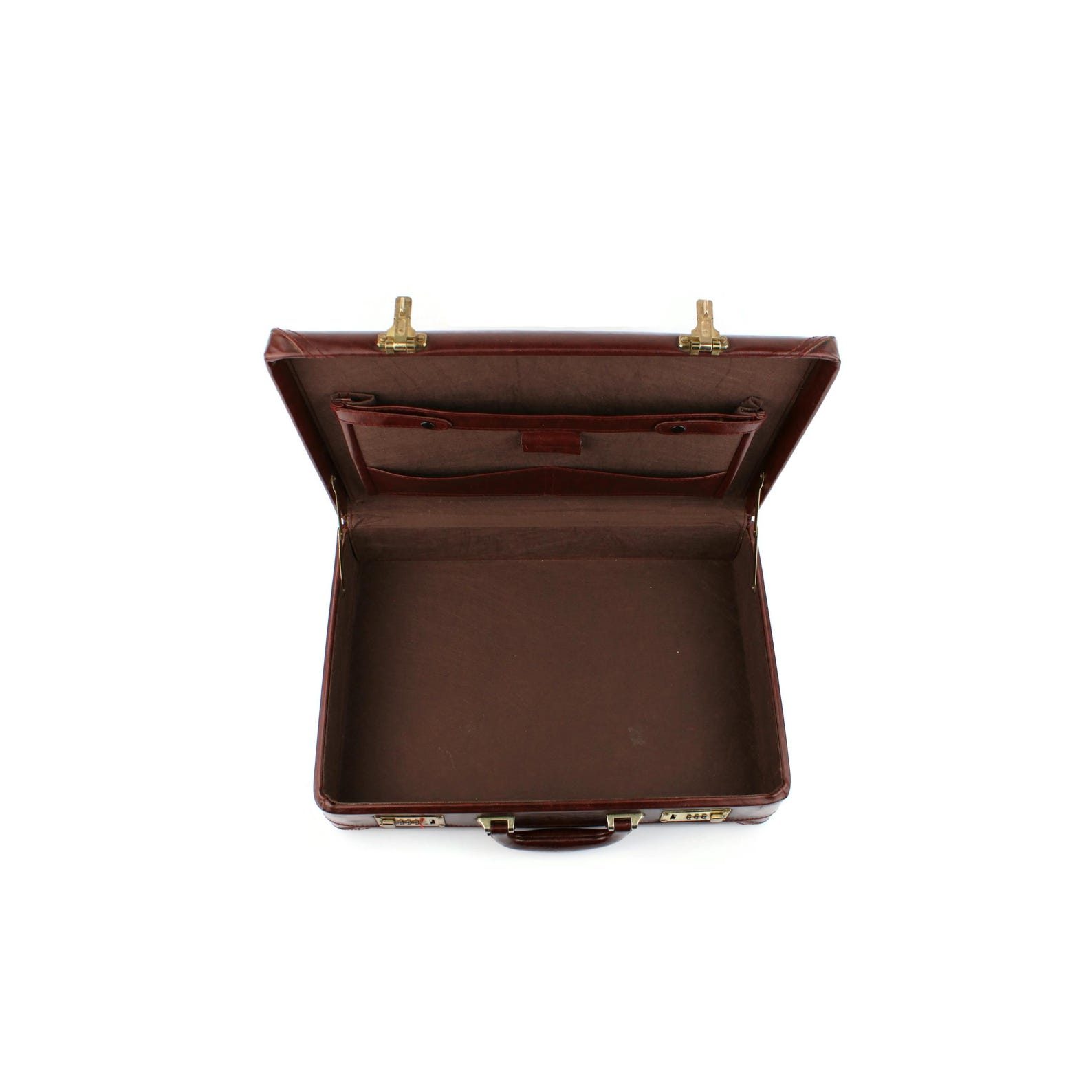 Vintage Brown Leather Briefcase, Combination Locks, Retro Business Case ...