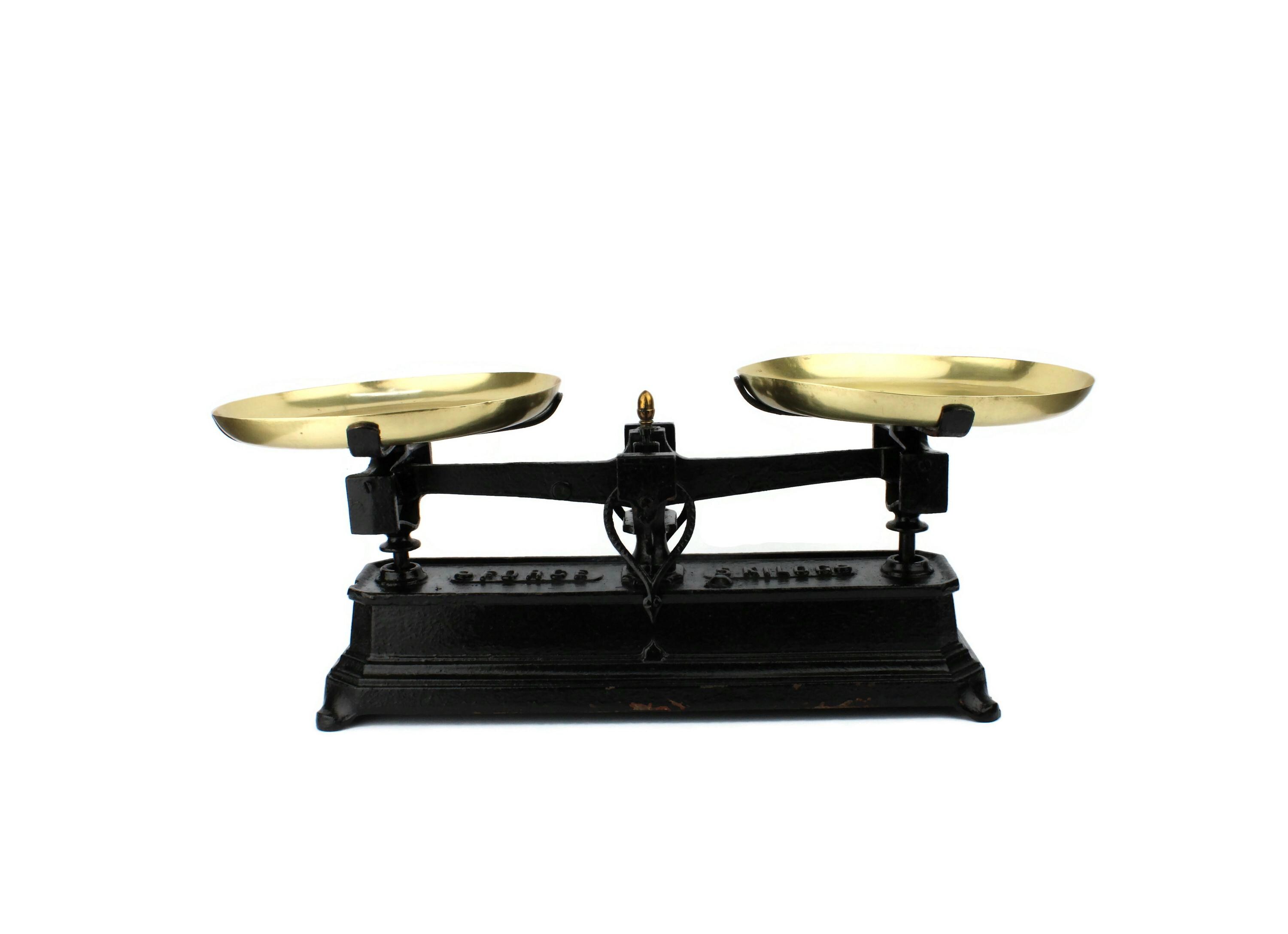 Metal French Balance Scale, Antique Weight Scale With Brass Plates ...