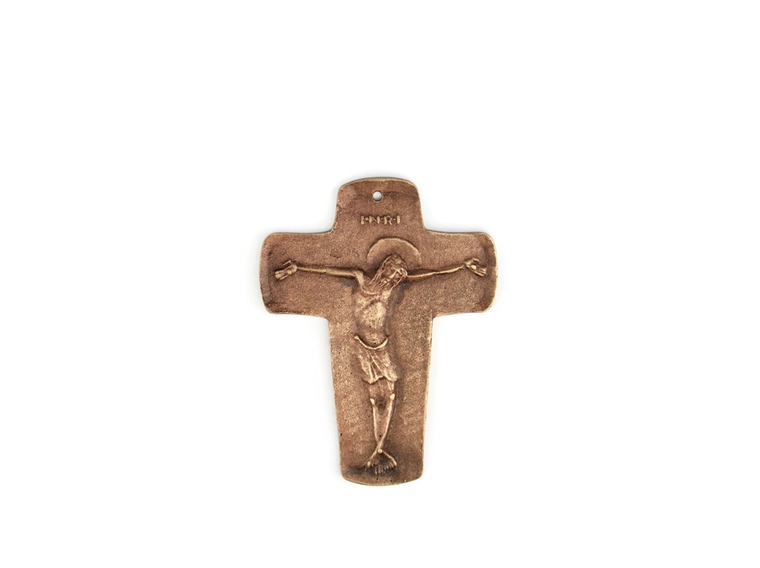 German Jesus Cross, Antique Embossed Bronze, French Wall Hanging Church ...