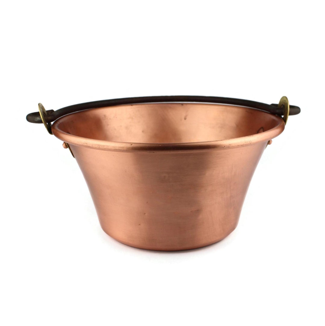 French Copper Cauldron With Handle, Villedieu France Copper Jardiniere ...