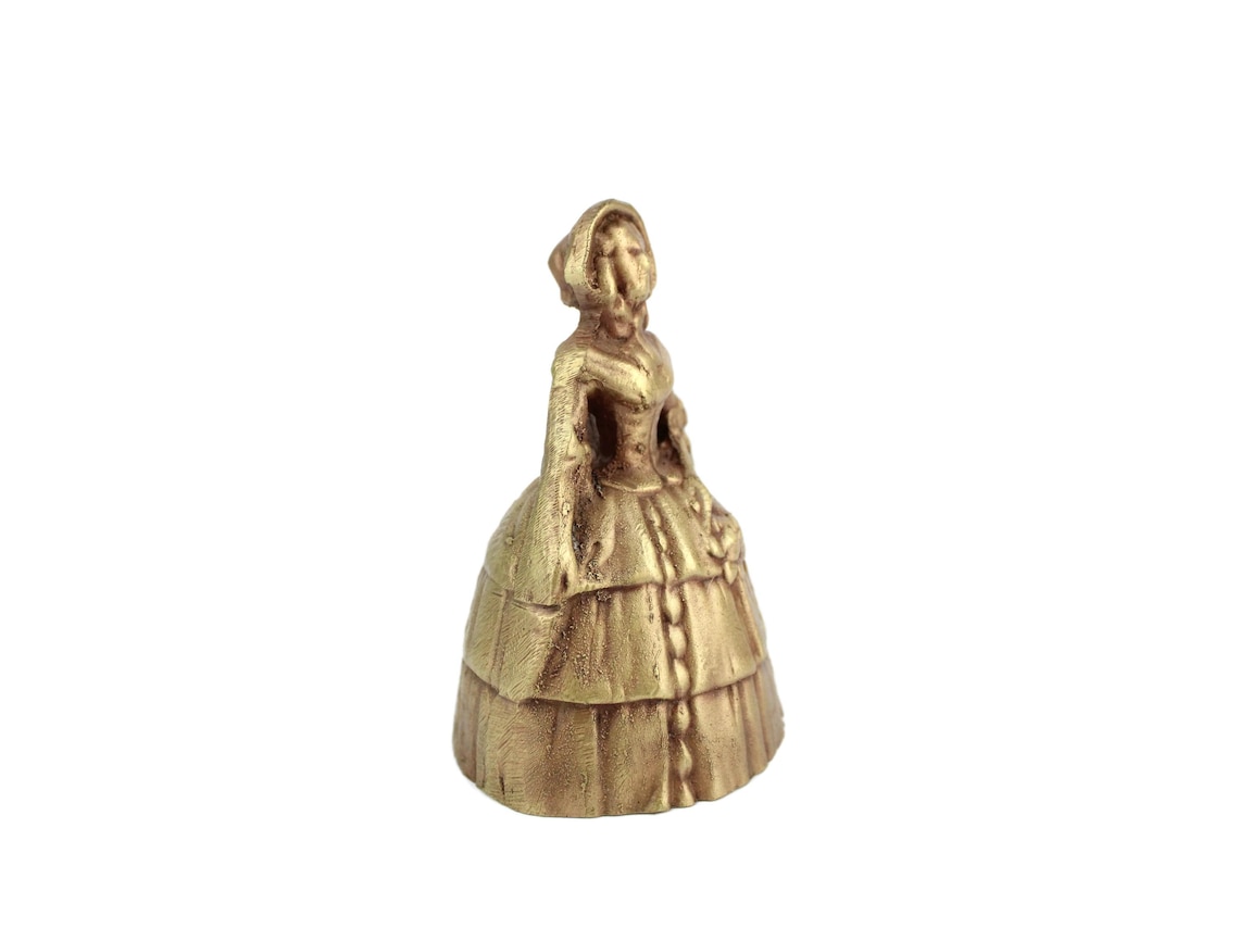 Victorian Lady Shaped Brass Bell, Vintage Large Hand Bell, Woman ...