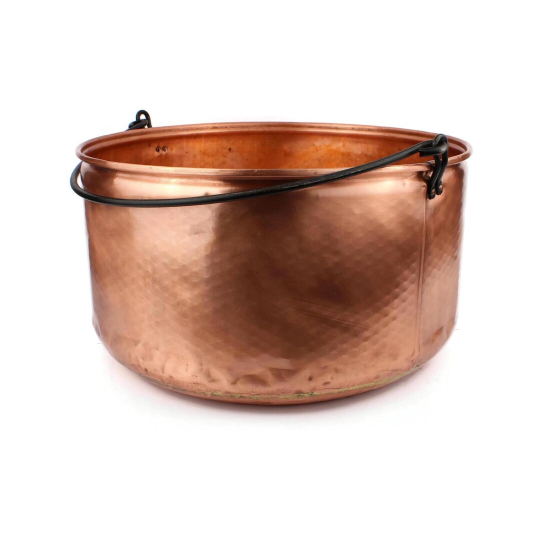 Vintage Large Copper Cauldron, Fireplace Copper Firewood Basket, Huge ...