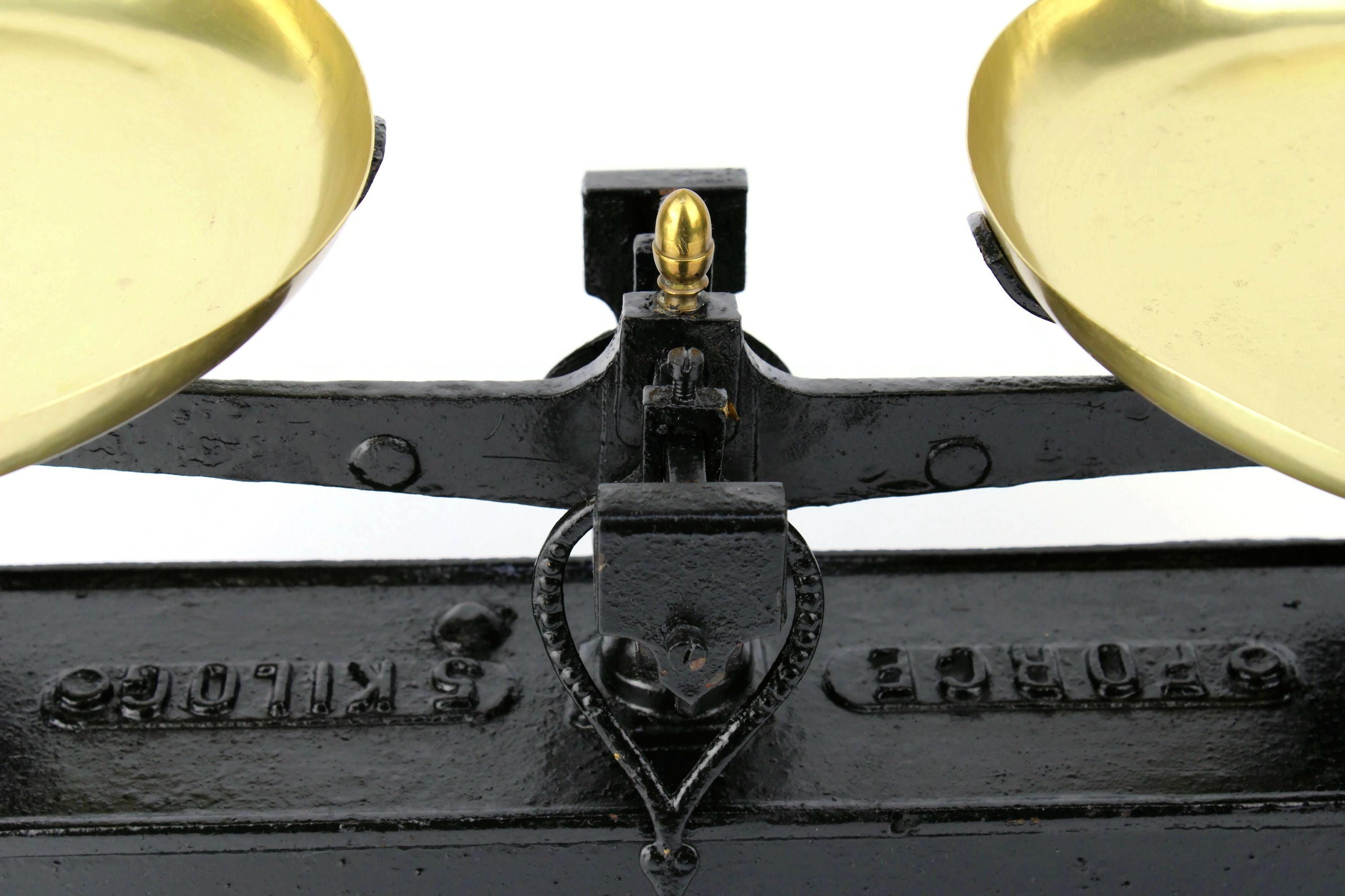 Metal French Balance Scale, Antique Weight Scale With Brass Plates ...