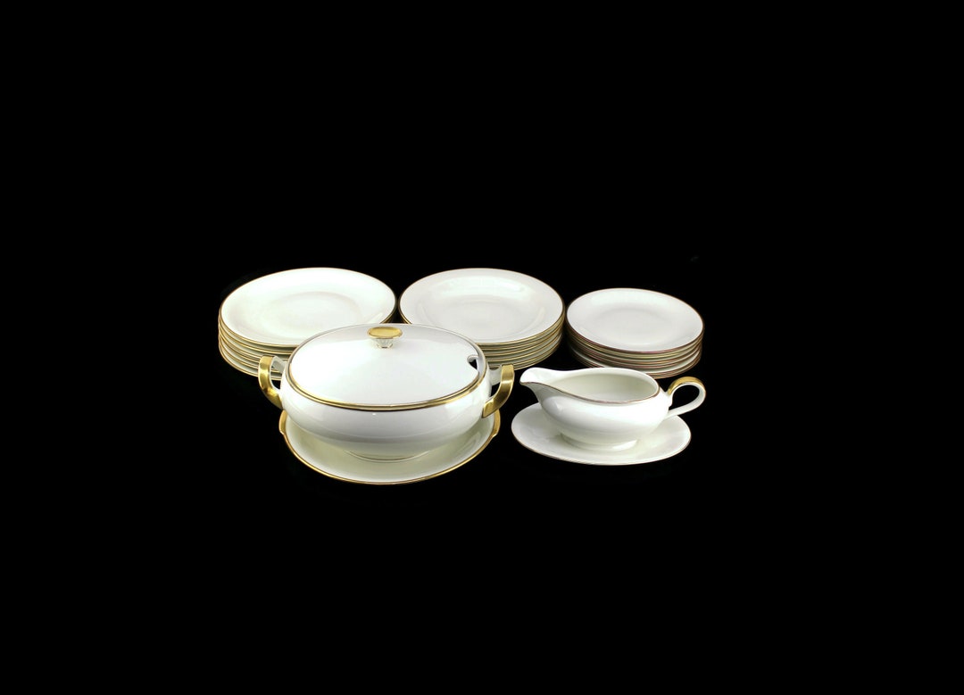 Bavarian Porcelain Dinnerware, Elfenbein German 3 Course Serving Set ...
