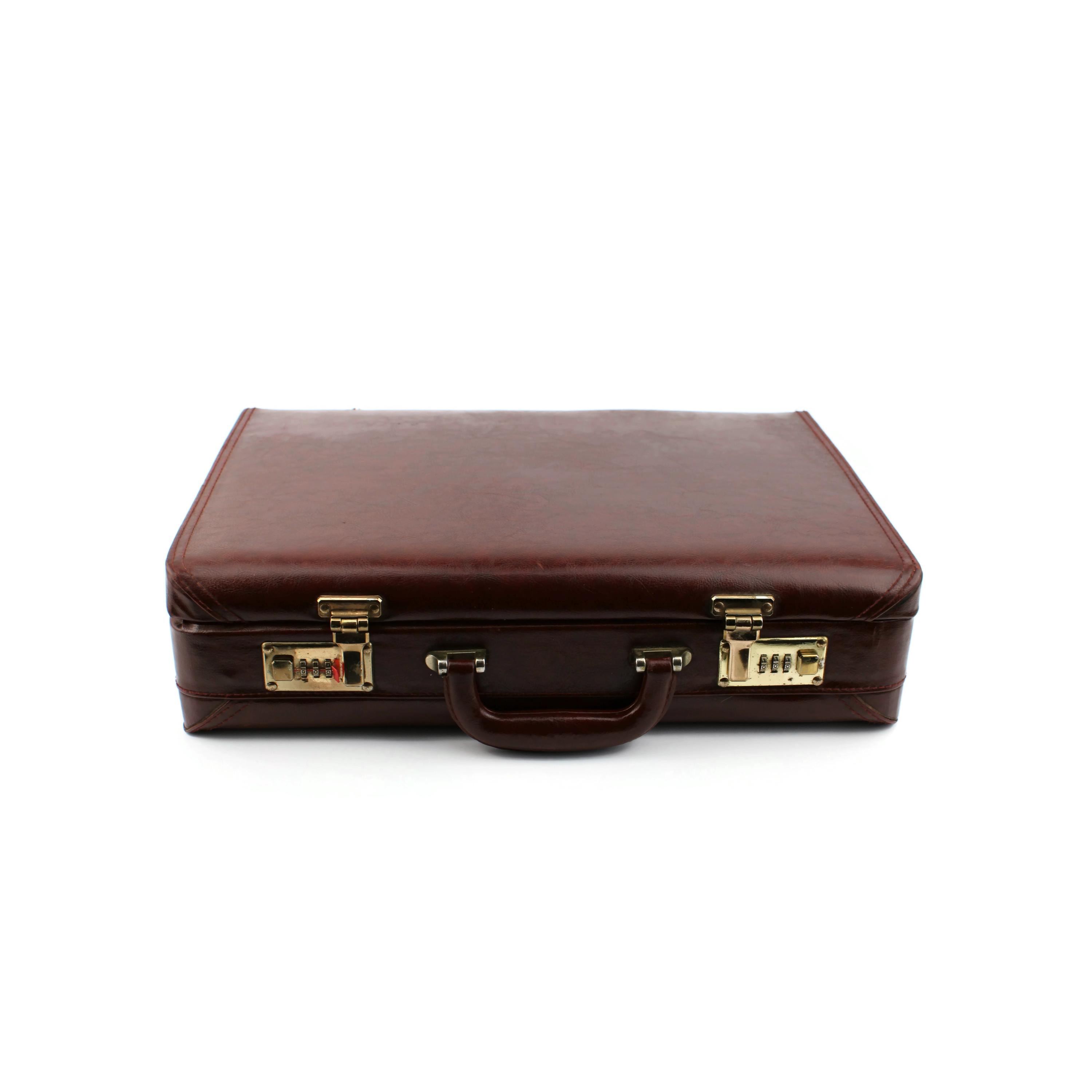 Vintage Brown Leather Briefcase, Combination Locks, Retro Business Case ...