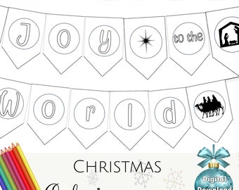 Printable Nativity Plaid Banner, "joy to the World" Christmas Garland ...