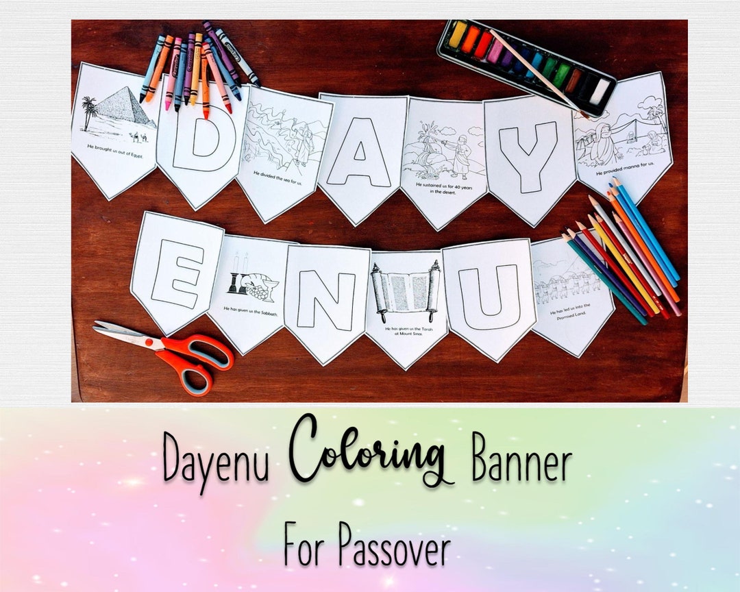 DAYENU Passover Coloring Banner for Seder - Etsy