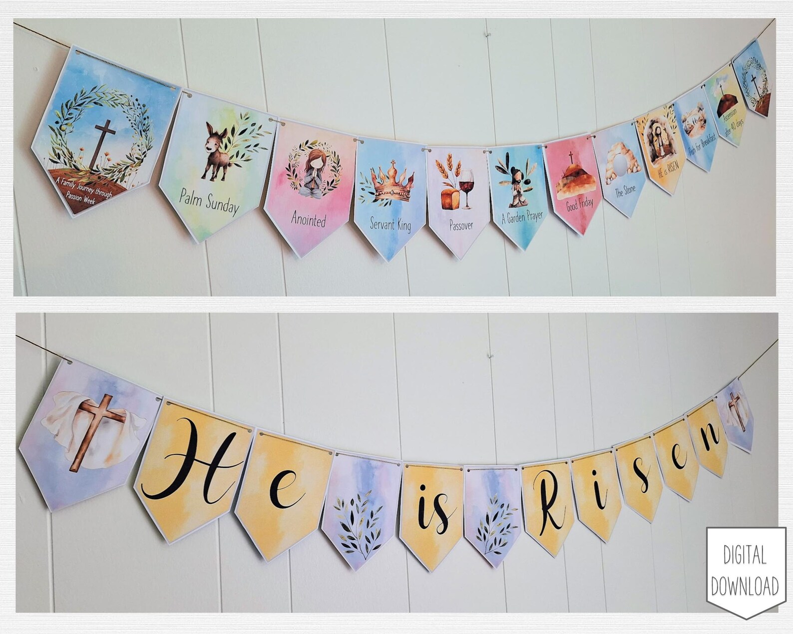 Holy Week Banner/he is Risen Reversible Printable Decoration - Etsy