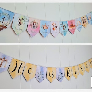Holy Week Banner/he is Risen Banner Printable Decoration Reversible - Etsy
