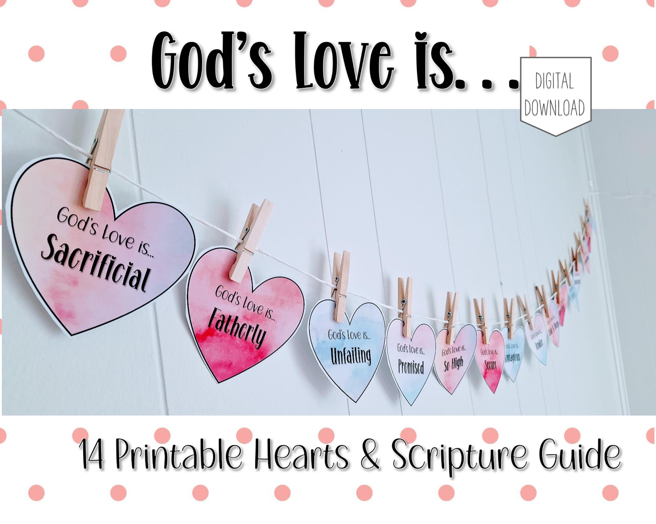 Printable Valentine Heart Countdown: God's Love Bible Verses (digital ...