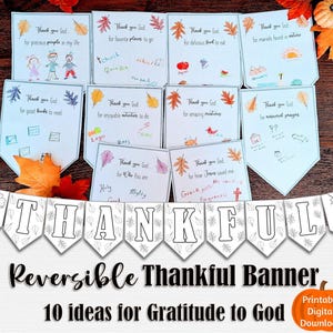 Printable Thanksgiving Coloring Banner-gratitude List- Thankful to God ...