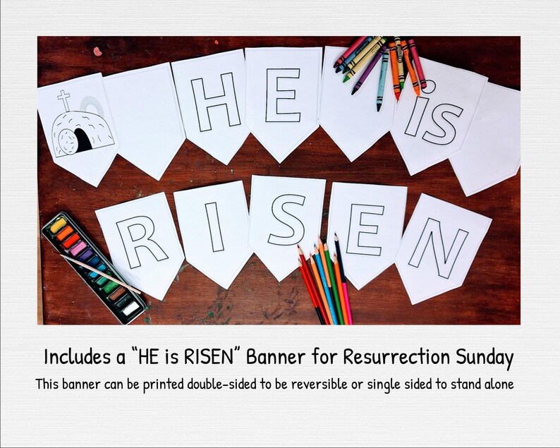Printable Holy Week Coloring Banner/he is RISEN Banner/easter Banner - Etsy