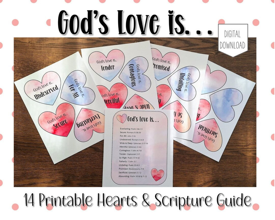 Printable Valentine Heart Countdown: God's Love Bible Verses (digital ...