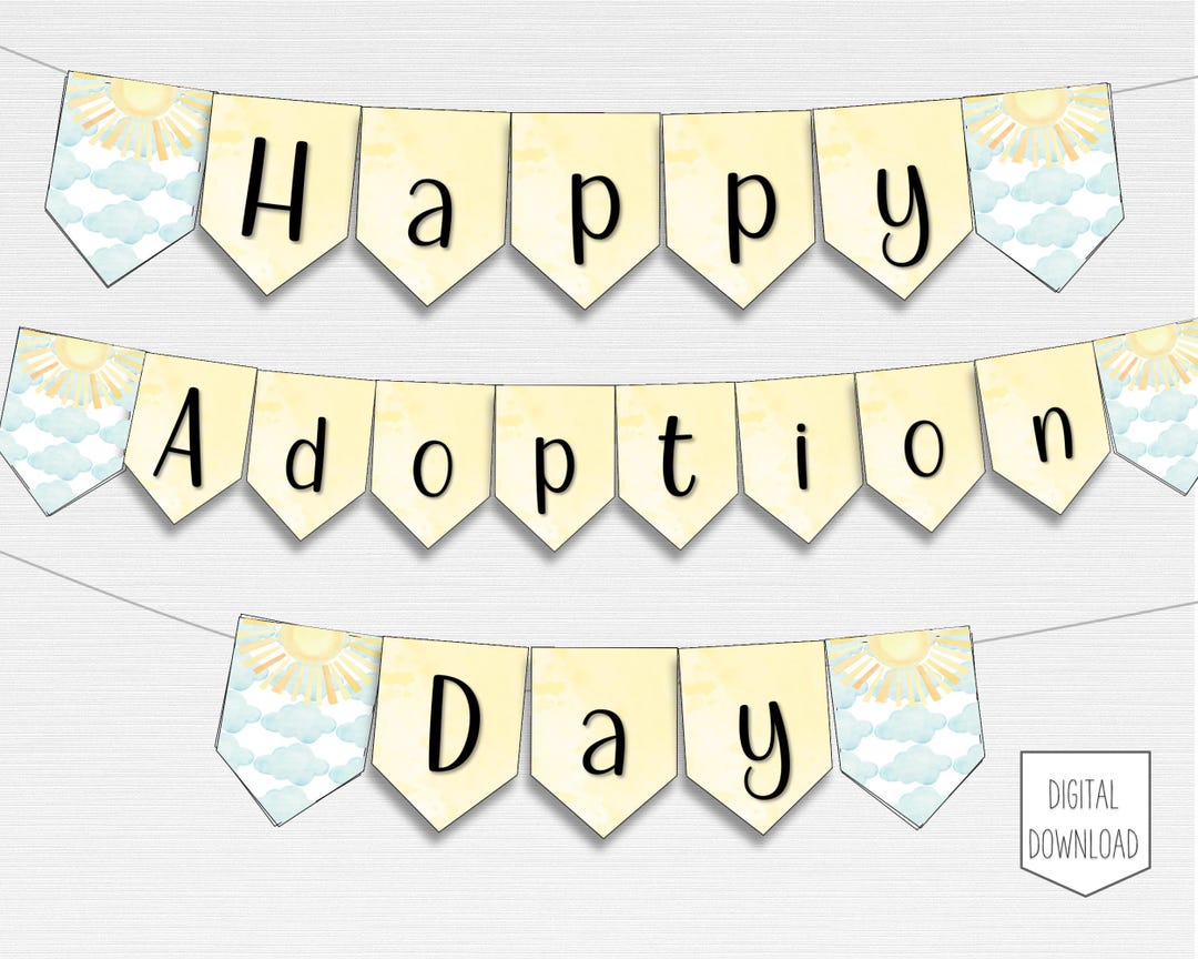 Printable Happy Adoption Day Banner-for Gotcha Day-sunshine Yellow - Etsy