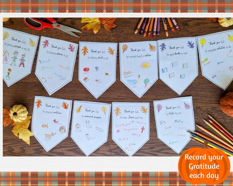 Printable Thanksgiving Coloring Banner-gratitude List- Thankful to God ...
