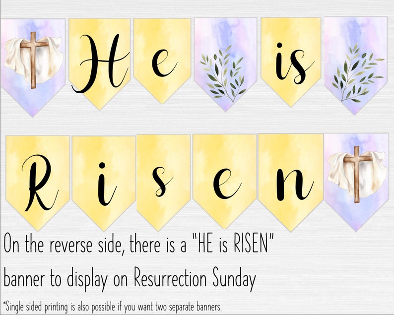 Holy Week Banner/he is Risen Banner Printable Decoration Reversible - Etsy