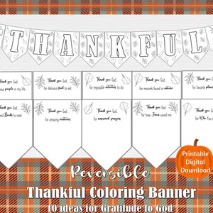 Printable Thanksgiving Coloring Banner-gratitude List- Thankful to God ...