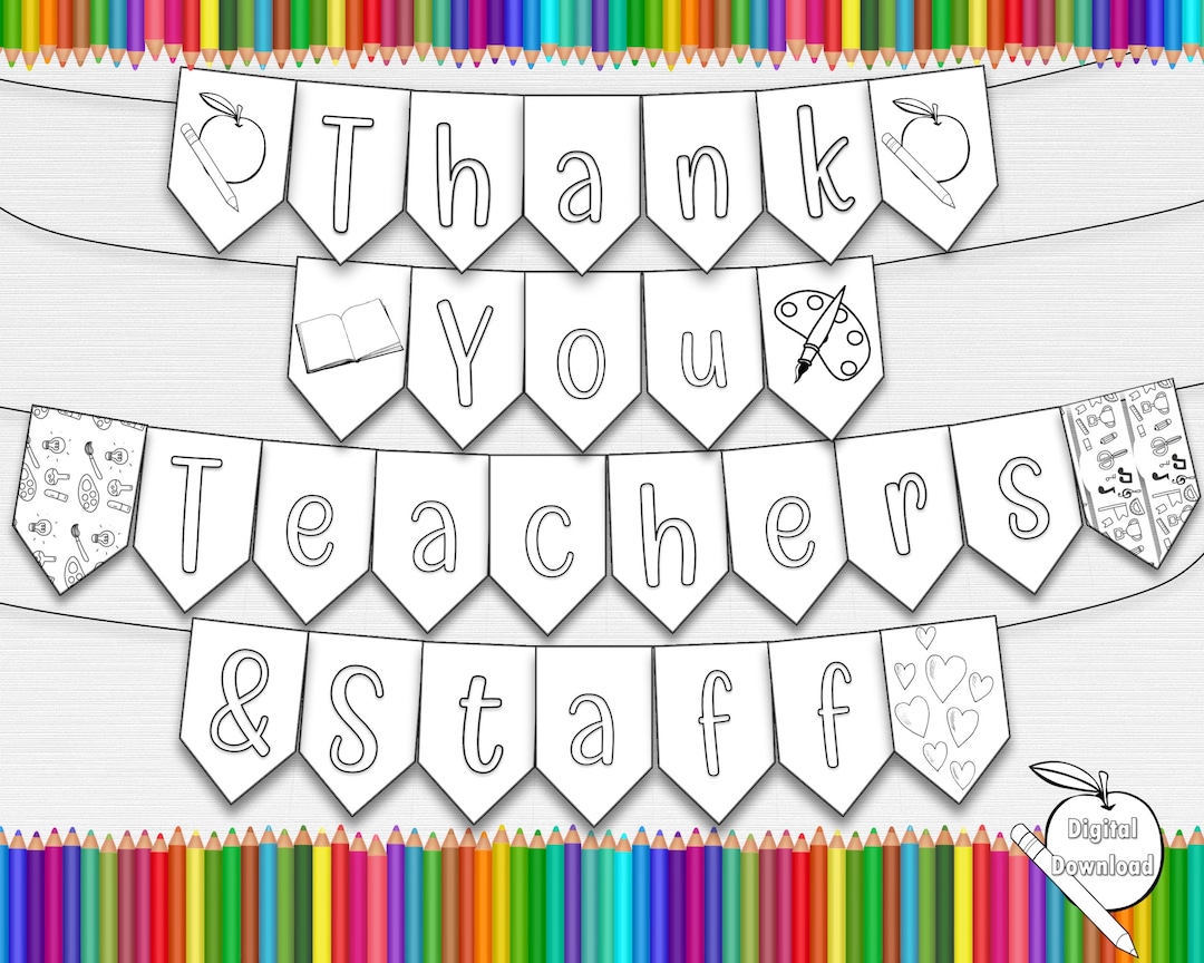 Printable DIY Teacher Appreciation Coloring Banner-thank You Teachers ...