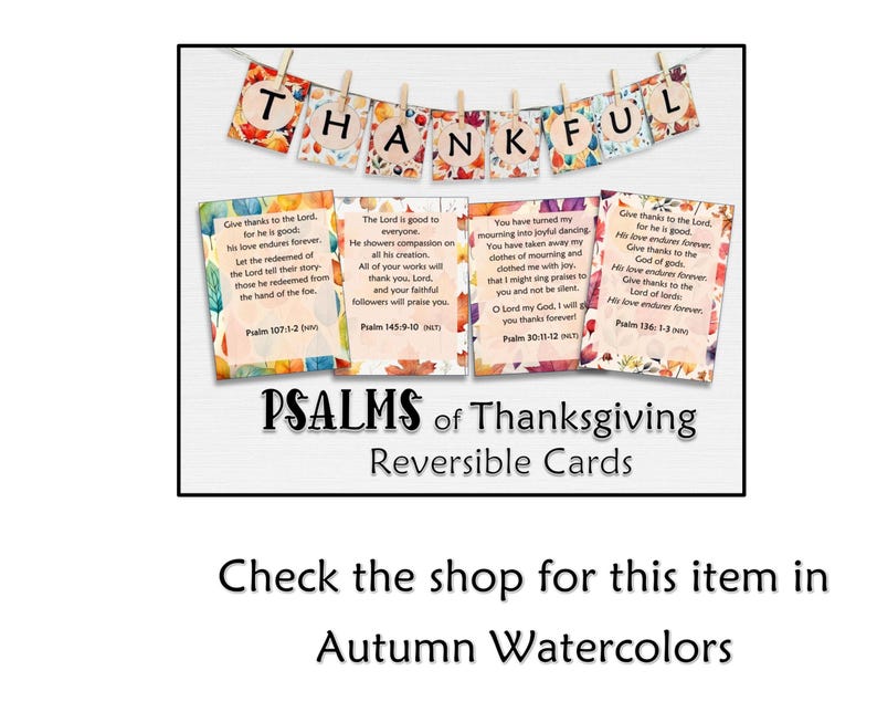 Thanksgiving Scripture Cards-printable Thankful Psalms- Thanksgiving ...