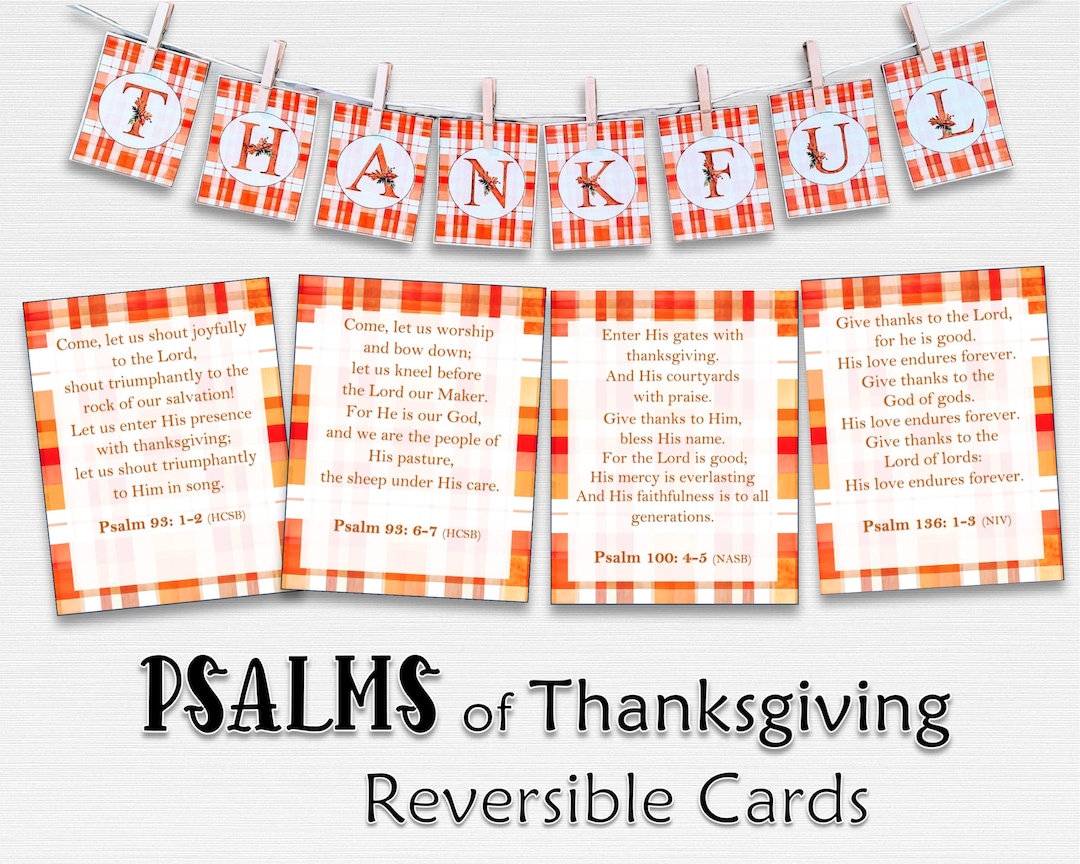 Thanksgiving Scripture Cards-printable Thankful Psalms- Thanksgiving ...