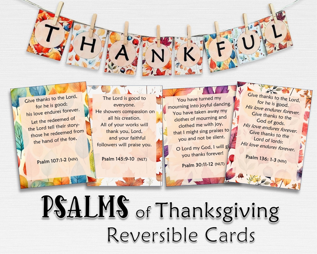 Printable Thanksgiving Scripture Cards- Psalms-thankful Garland ...