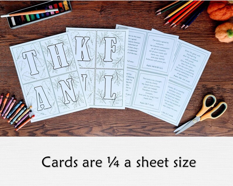 Printable Thankful Psalms Coloring Cards-thanksgiving Through Scripture ...