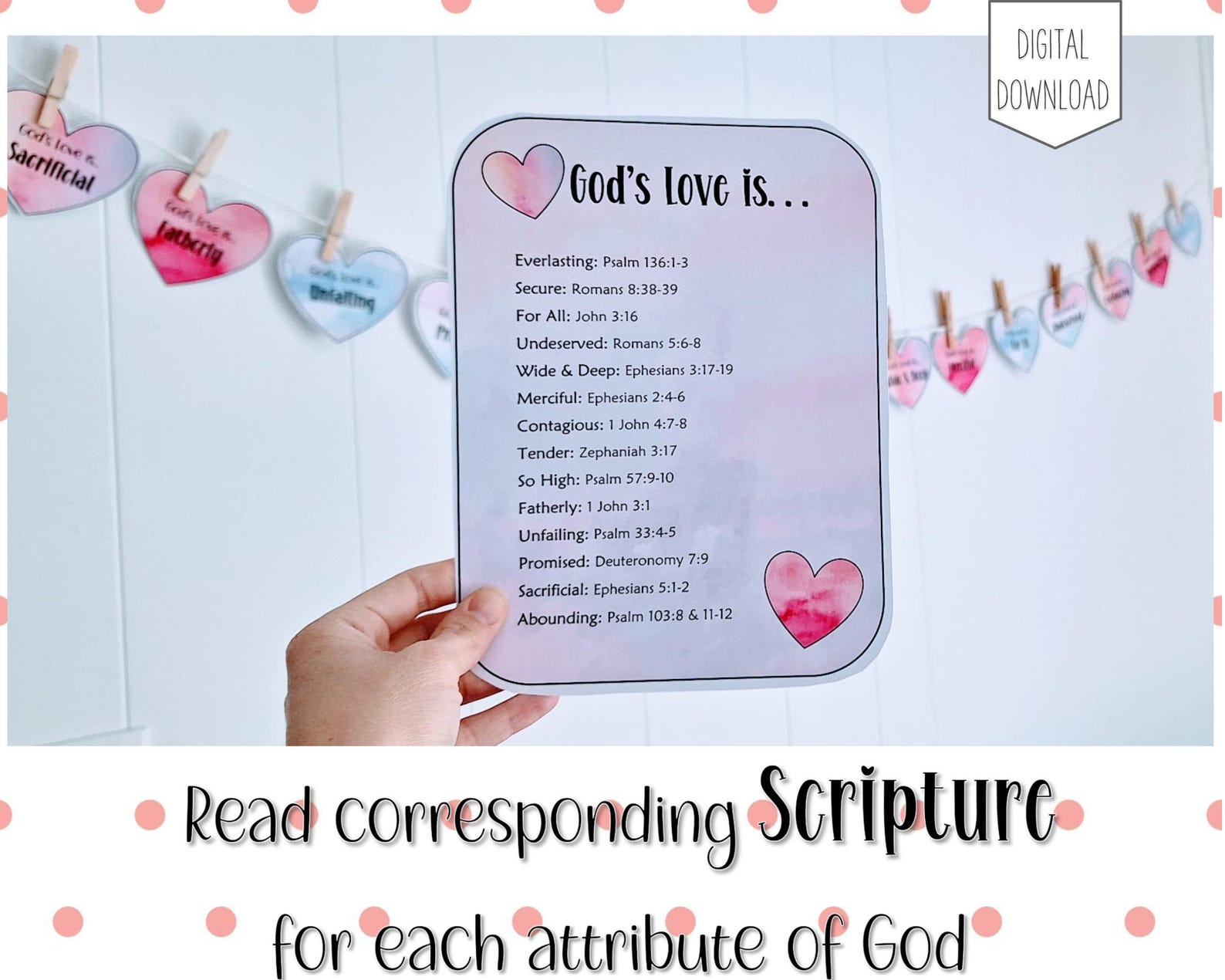 Printable Valentine Heart Countdown: God's Love Bible Verses (digital ...